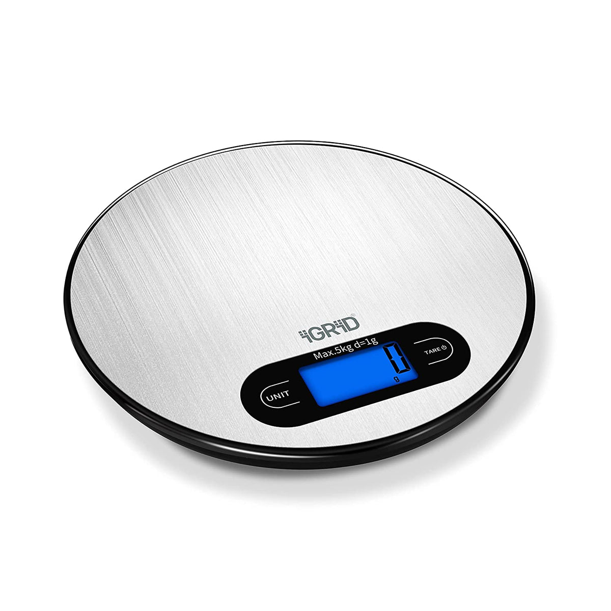 iGRiD Digital Round Kitchen Food Scale with TARE function |5 kg/11 lbs ...